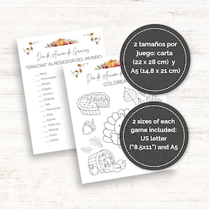 Thanksgiving Printable Games in Spanish, Día Acción De Gracias En ...