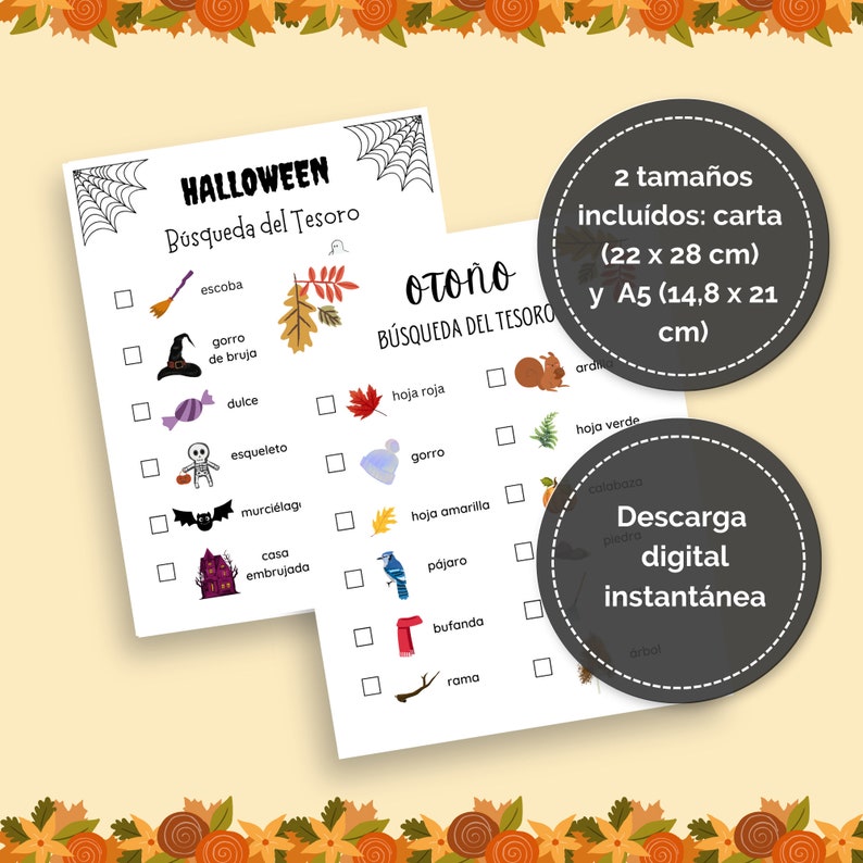 Otoño Y Halloween Búsqueda Del Tesoro, Descarga Digital Instantánea ...