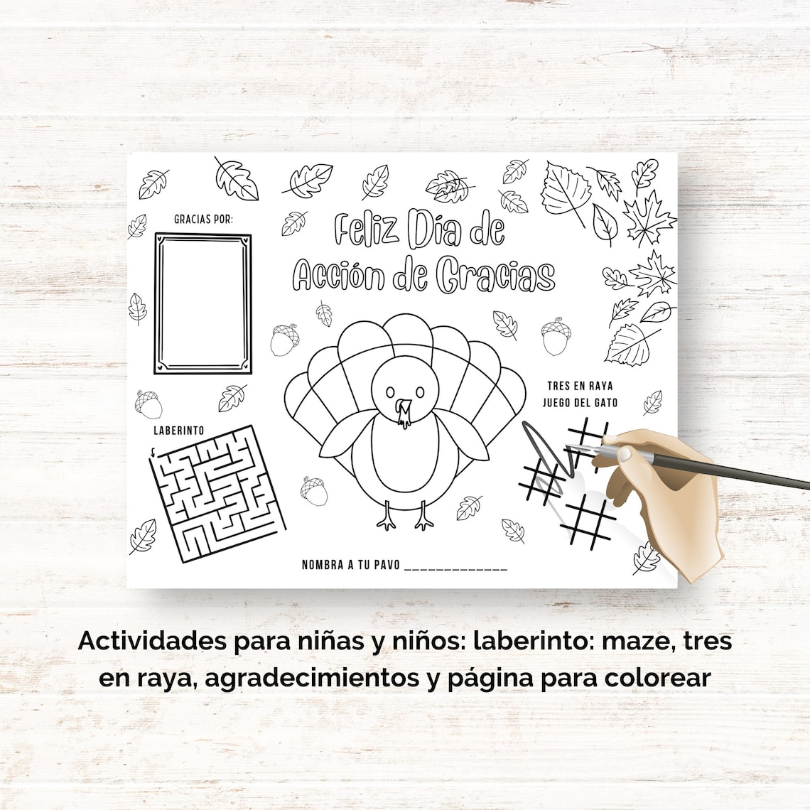 Thanksgiving Placemat Spanish, Puesto Individual Día De Acción De ...