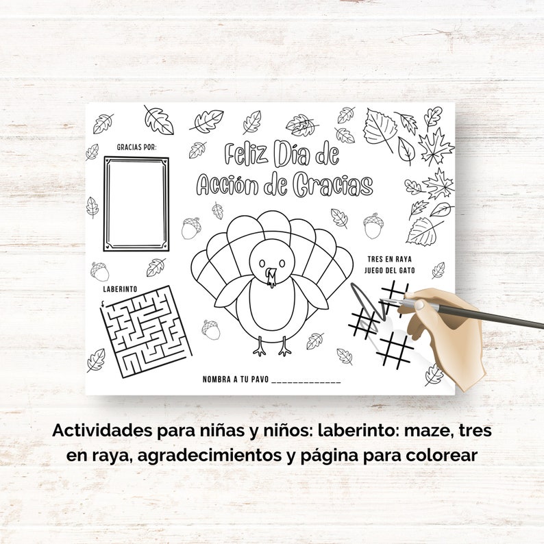 Thanksgiving Placemat Spanish, Puesto Individual Día De Acción De ...