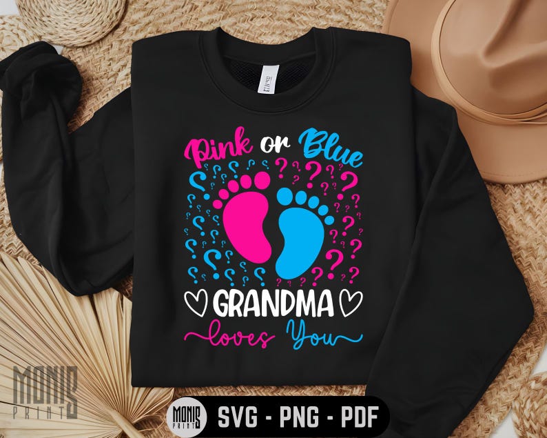 Pink or Blue Grandma Loves You SVG PNG Cute Gender Reveal Shirt Design ...
