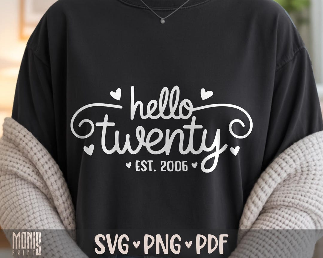 Hello Twenty Est 2006 SVG PNG PDF 20 Years Old Born in 2006 Shirt ...