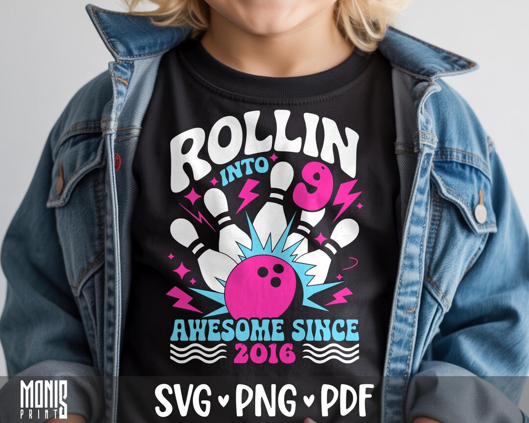 Rollin Into 9 Awesome Since 2015 SVG PNG 9 Years Old Shirt Design Cut ...