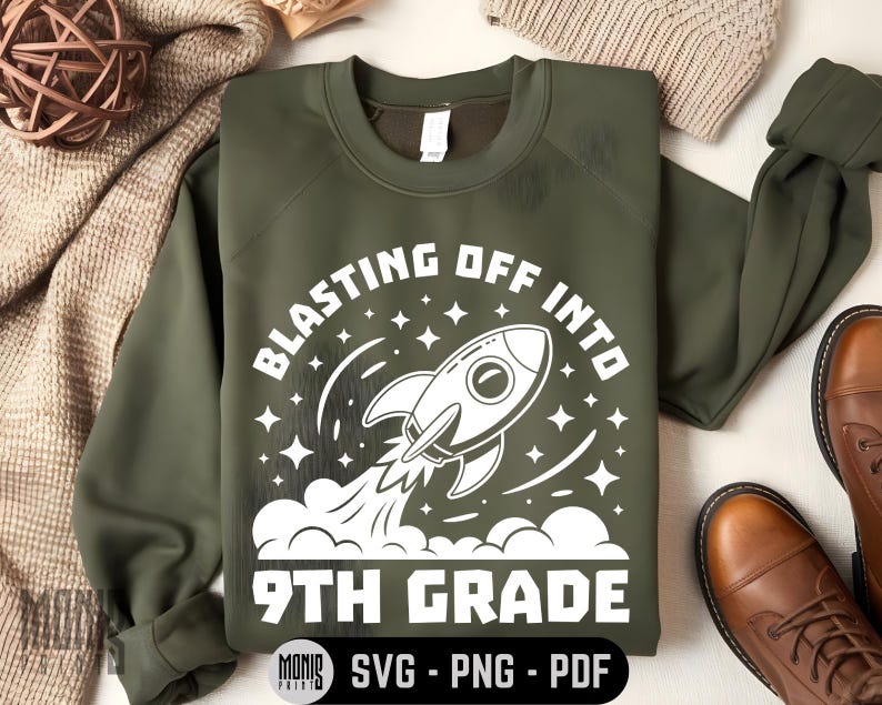 Blasting off Into 9th Grade SVG PNG Funny Ninth Grade Rocket Shirt ...