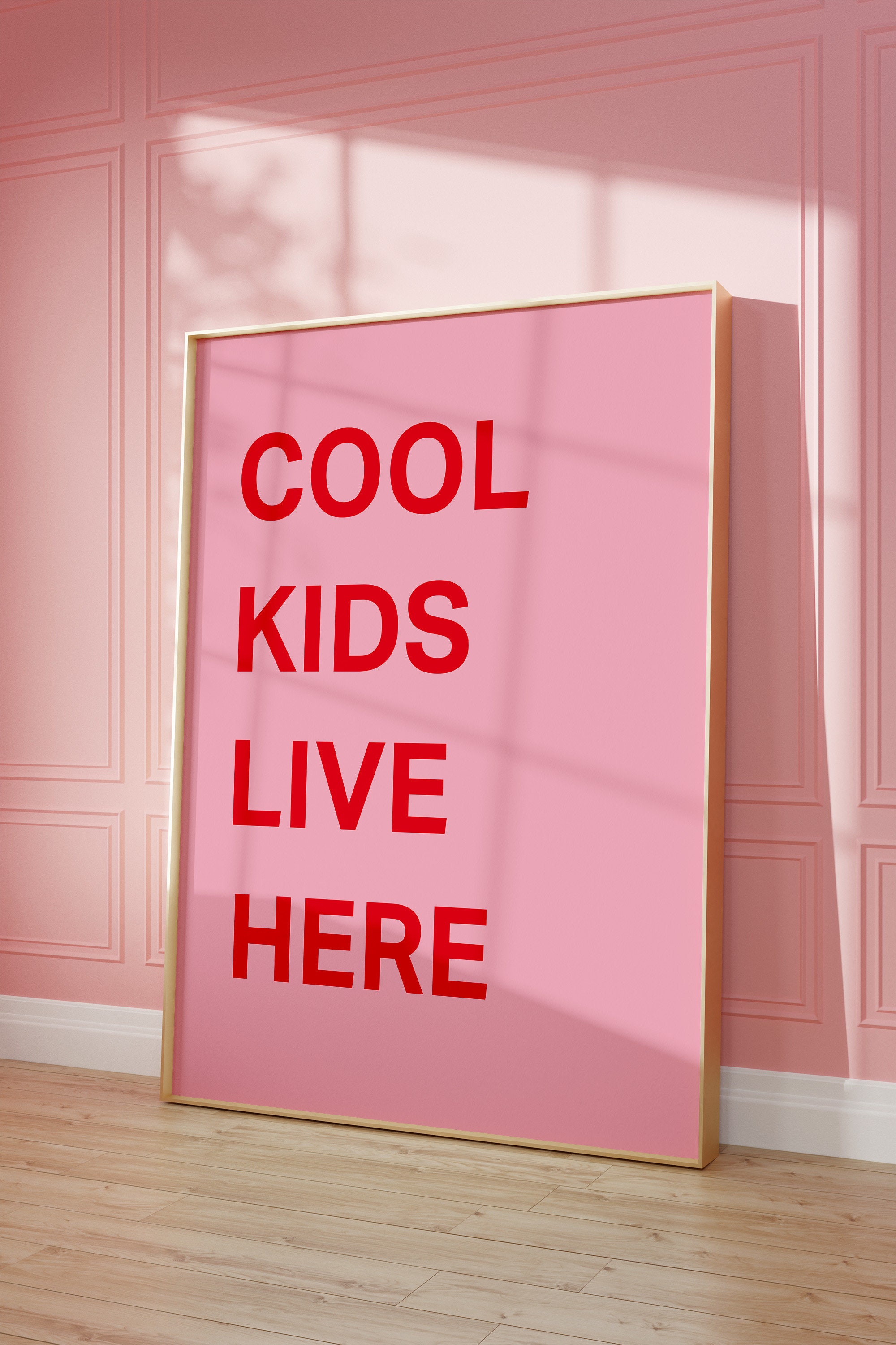 Cool Kids Live Here Pink, Duochrome Poster, Typography Art Minimalist ...