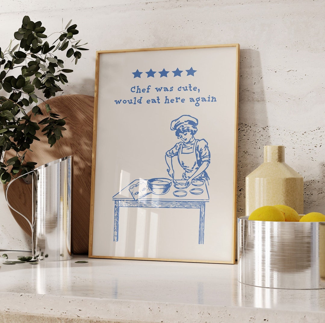 Review Chef Was Cute, Would Eat Here Again Print Positive Poster Red ...