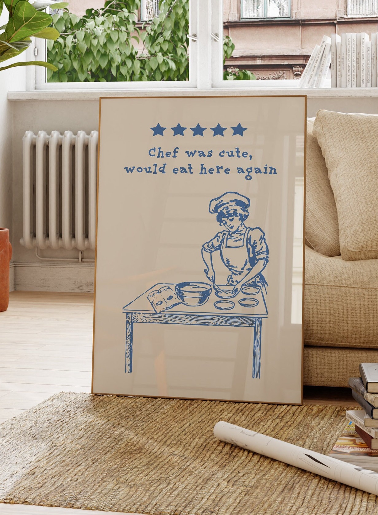 Review Chef Was Cute, Would Eat Here Again Print Positive Poster Red ...