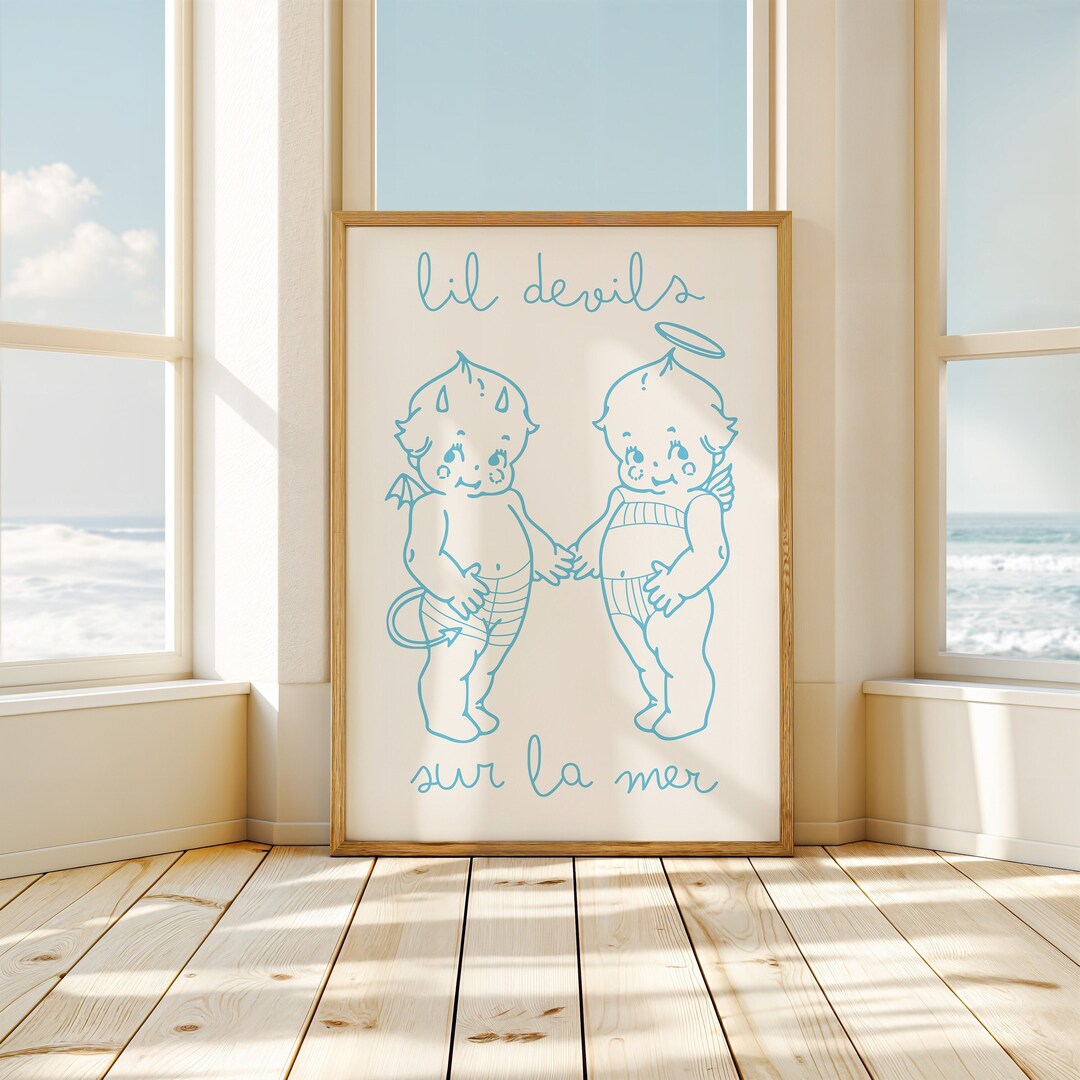 Lil Devils Sur La Mer |cherub Art | Blue and Cream| Digital Download ...