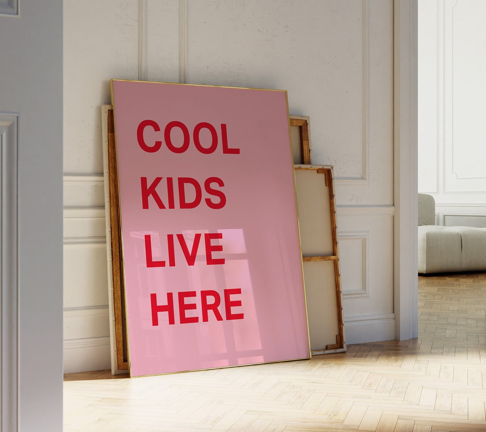 Cool Kids Live Here Pink, Duochrome Poster, Typography Art Minimalist ...