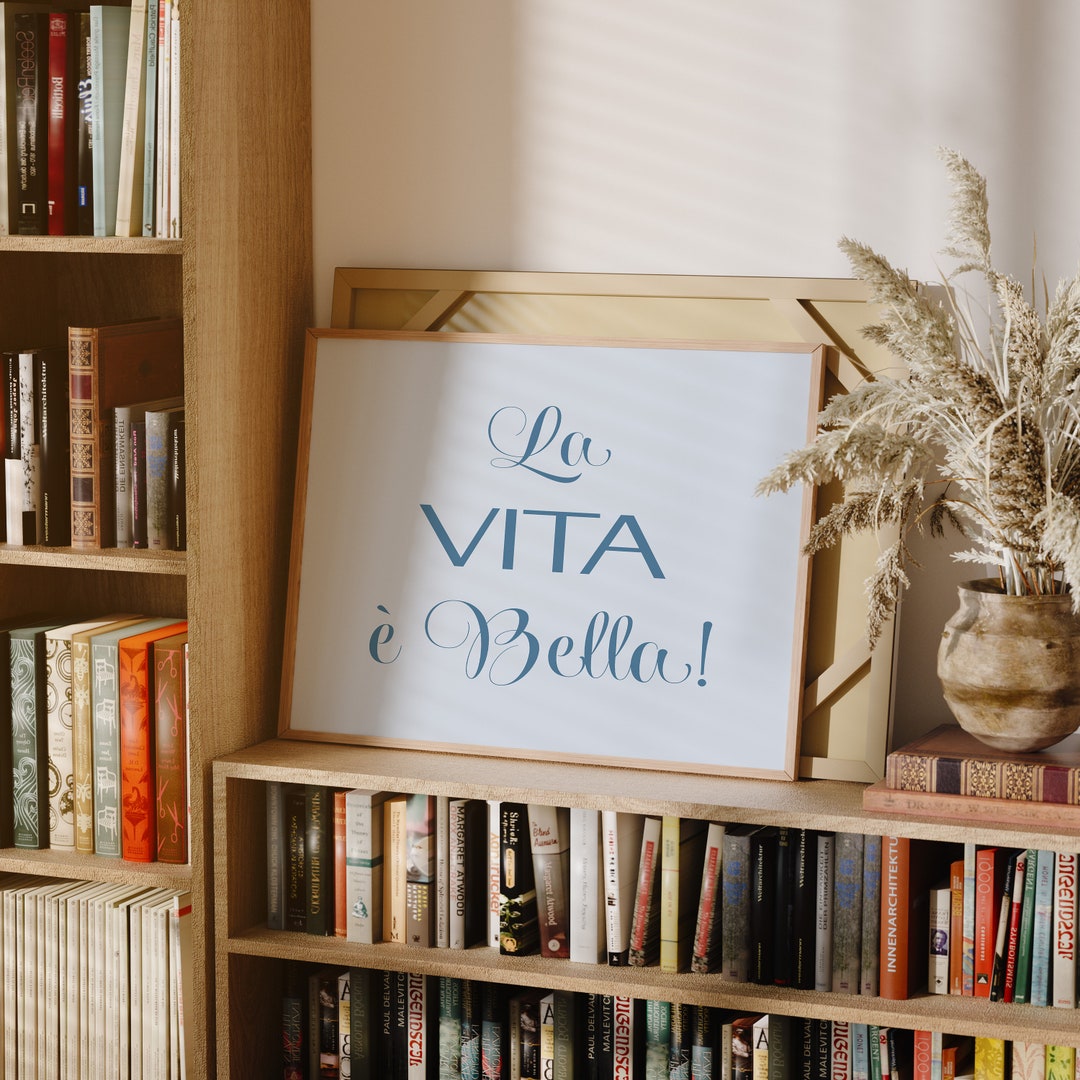La Vita E Bella Italian BLUE Wall Art Print Vintage Poster Italian ...