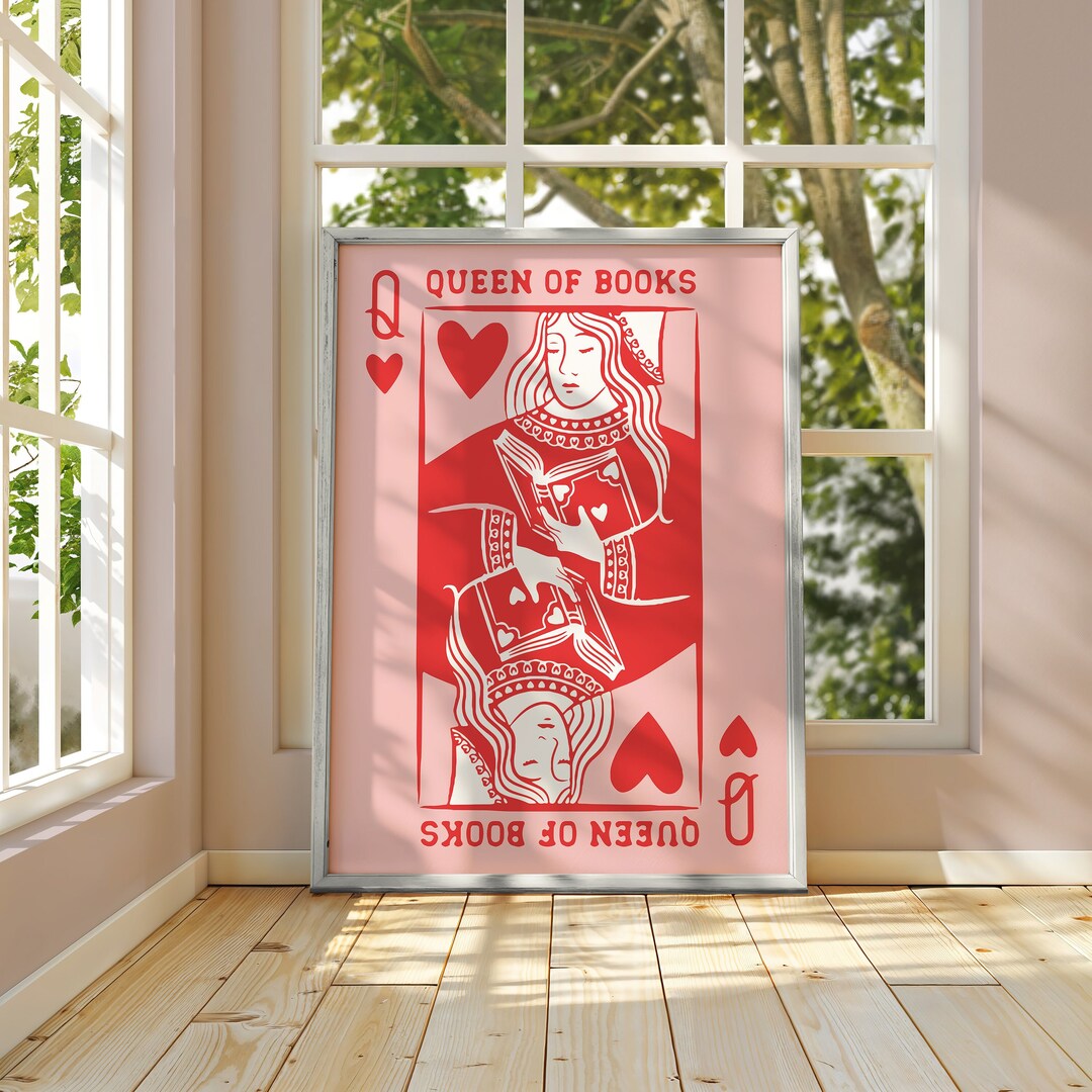Queen of Books | Red and Pink | Digital Download Print - Etsy