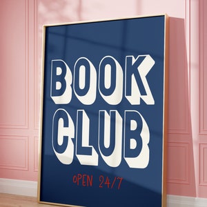 Book Club Print Books Wall Art, Book Themed Decor, Retro Dorm Bedroom ...