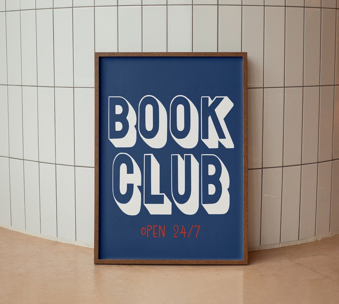 Book Club Print Books Wall Art, Book Themed Decor, Retro Dorm Bedroom ...