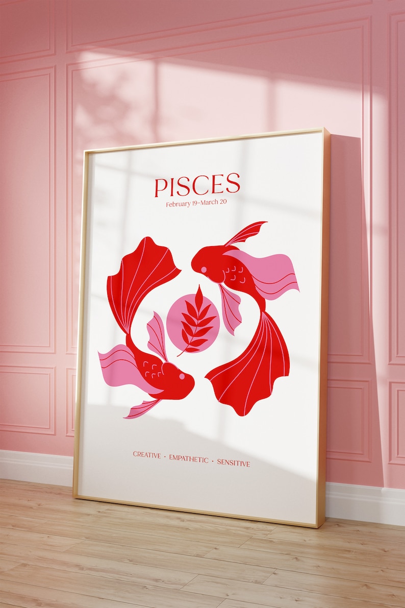 PISCES POSTER Print, Pisces Zodiac Gift, Astrology Print Poster, Gift ...