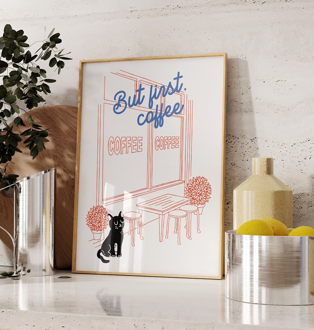 FIRST COFFEE PRINT, Duochrome Poster, Retro Print Style, Love Core ...