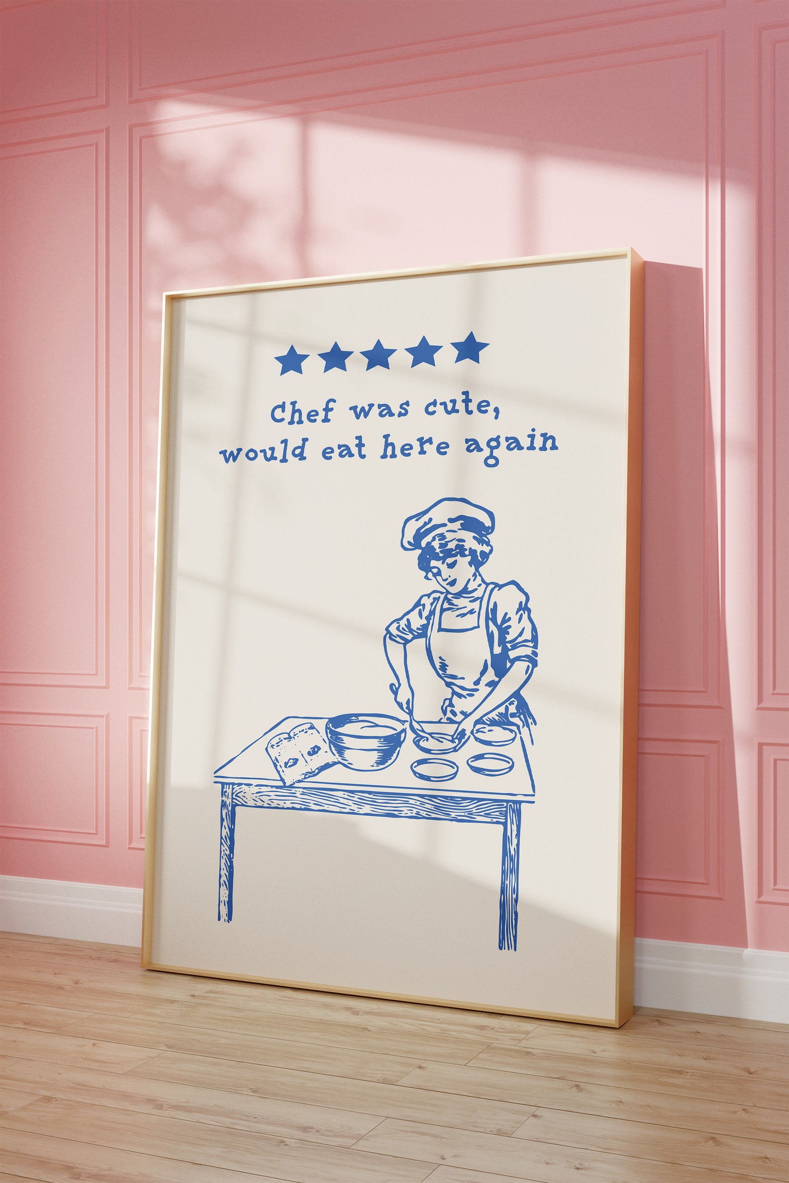 Review Chef Was Cute, Would Eat Here Again Print Positive Poster Red ...