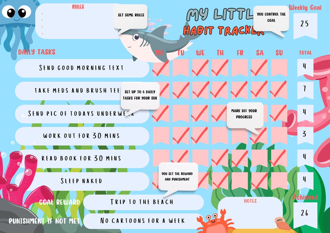 DDLG Ageplay Punishments and Rewards Tracker // BDSM Chore Chart ...