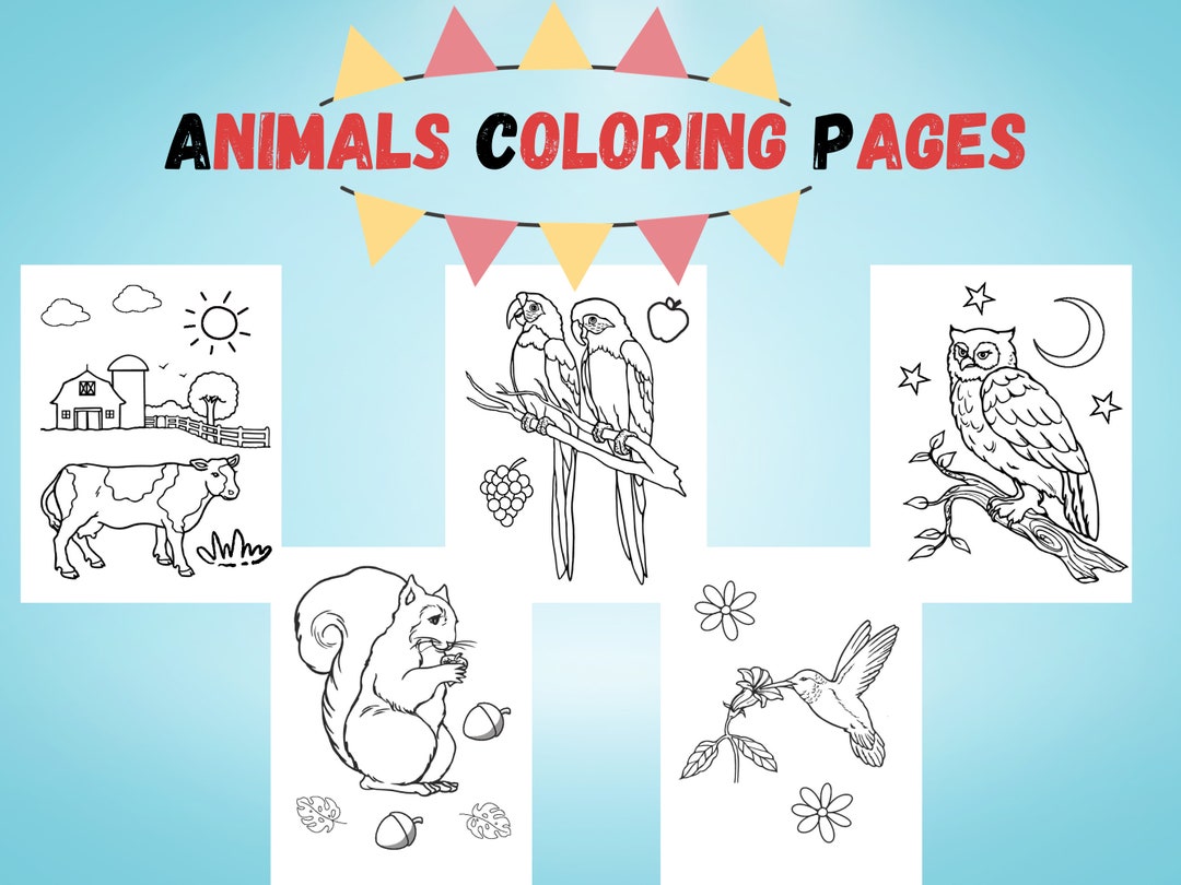 Cute and Funny Animals Coloring Pages, 20 Pages for Kids 4 to 7 Years ...