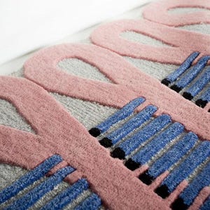 Hand Tufted Rug Scalloped Rug Pink& Blue Rug Irregular Shaped Rug Hand ...