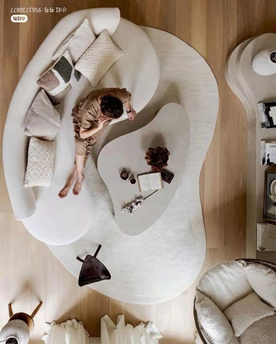 Hand Tufted Kidney Shaped Rug Irregular Shaped Rug for Living Room ...