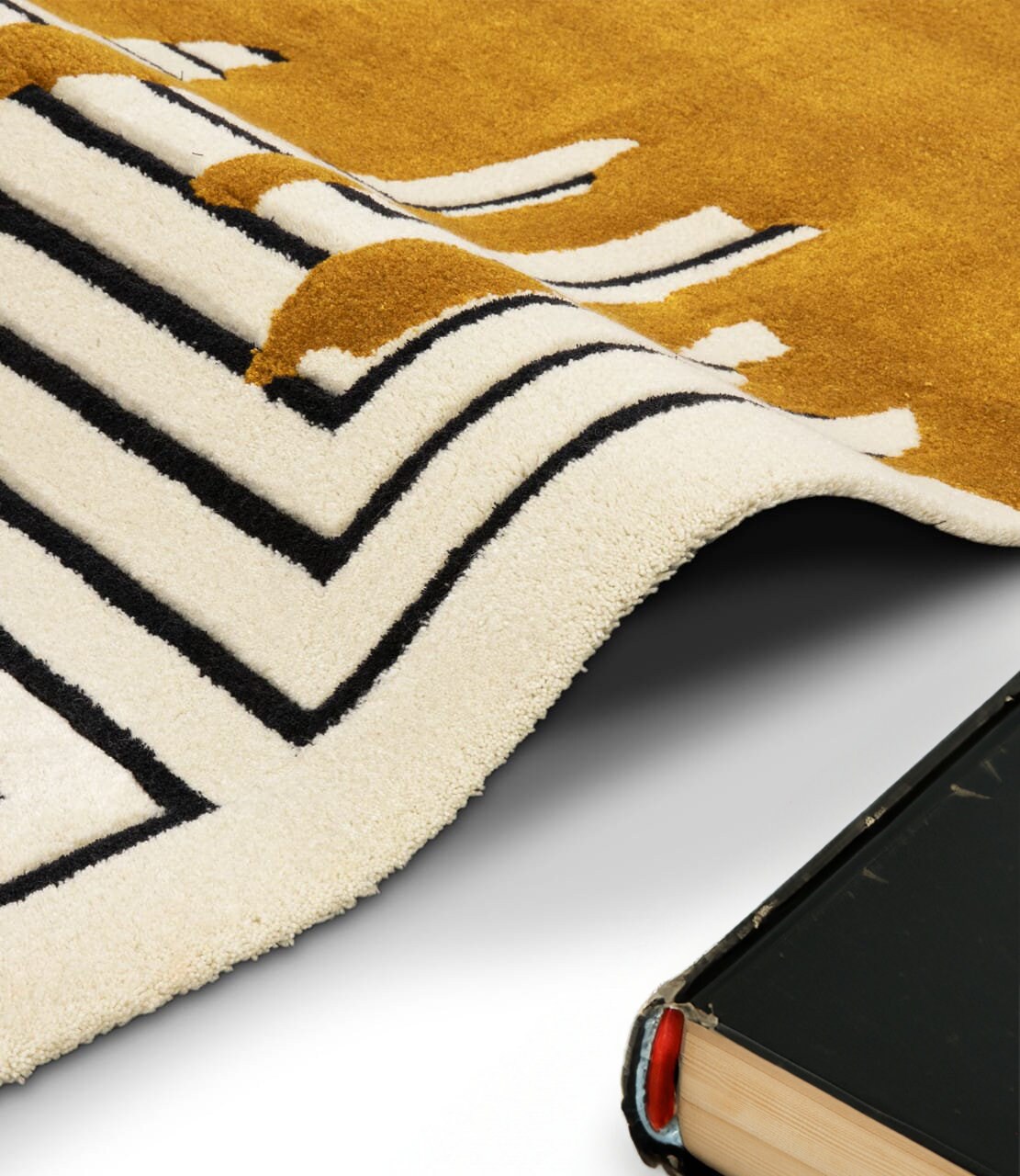 Yellow White and Black Melting Hand Tufted Wool Rug for 9x12 Bedroom ...