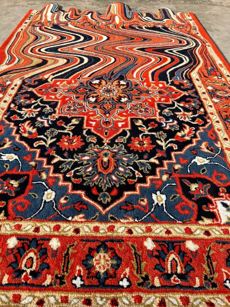 Handmade Tufted Red-black Rug 100%wool Rug Large Rug Area Rug Design ...