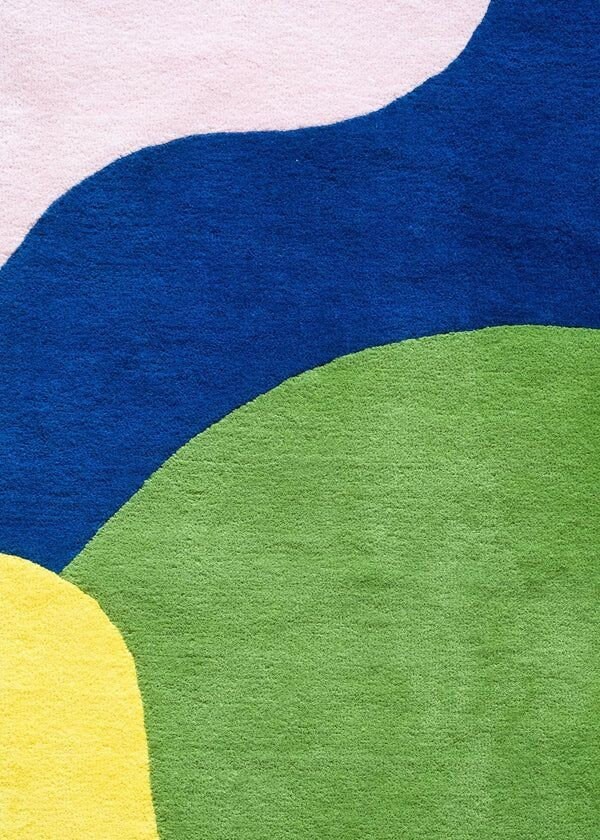 Blue and Green Modern Abstract Hand Tufted Wool Rug Living Room, 3x5 ...