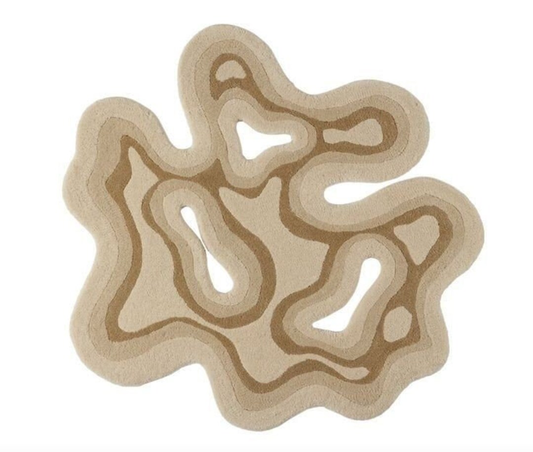 Irregular Shaped Beige and Brown Home Decor Hand Tufted Rug Bedroom Rug ...