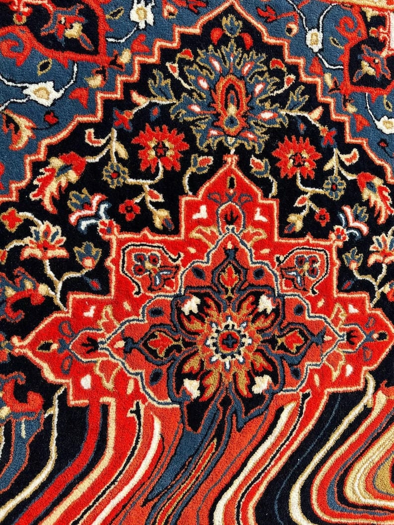 Handmade Tufted Red-black Rug 100%wool Rug Large Rug Area Rug Design ...