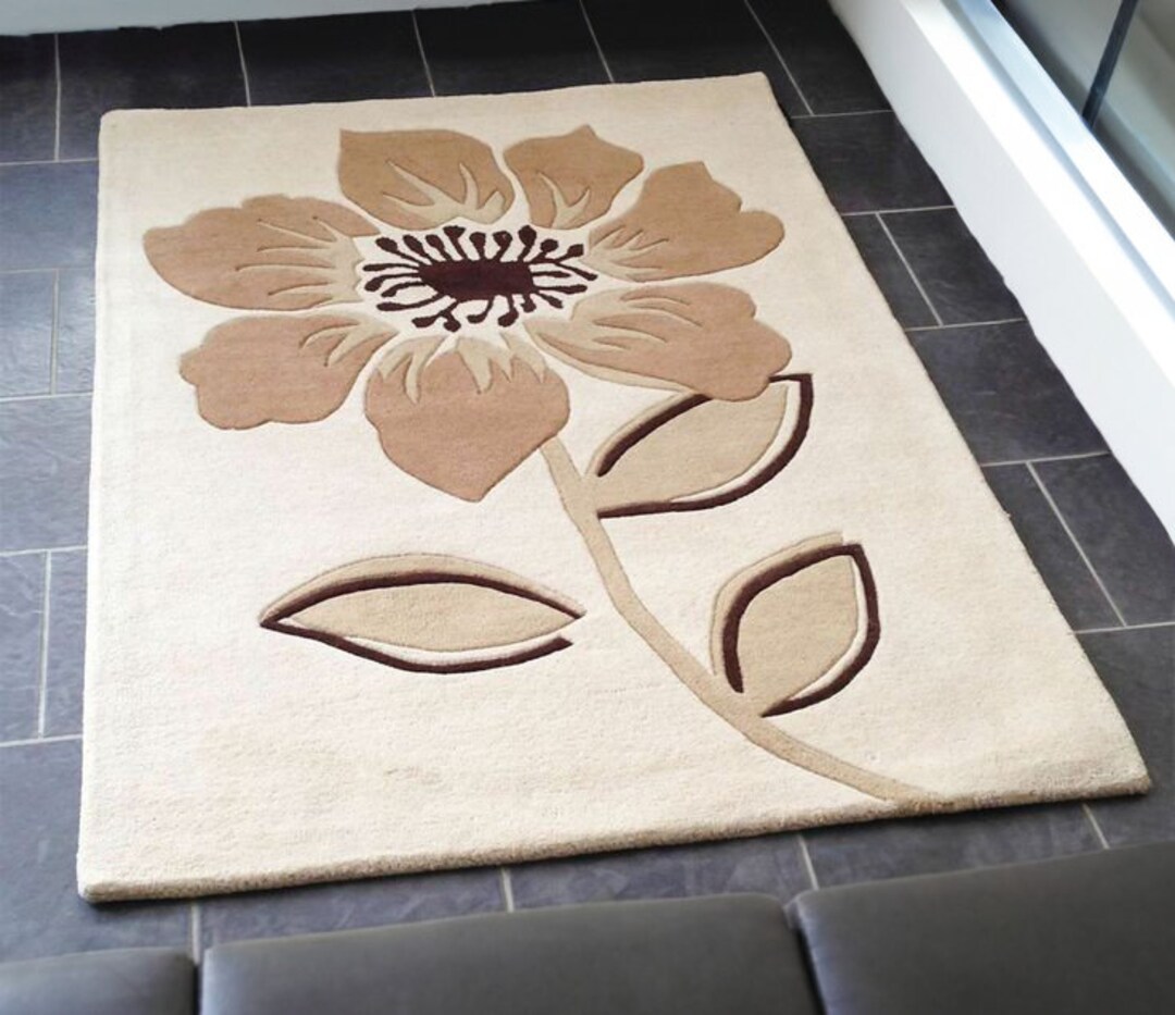 Modern Hand Tufted Rug Handmade 100% Woolen Rug Flower Area Rug Bedroom ...