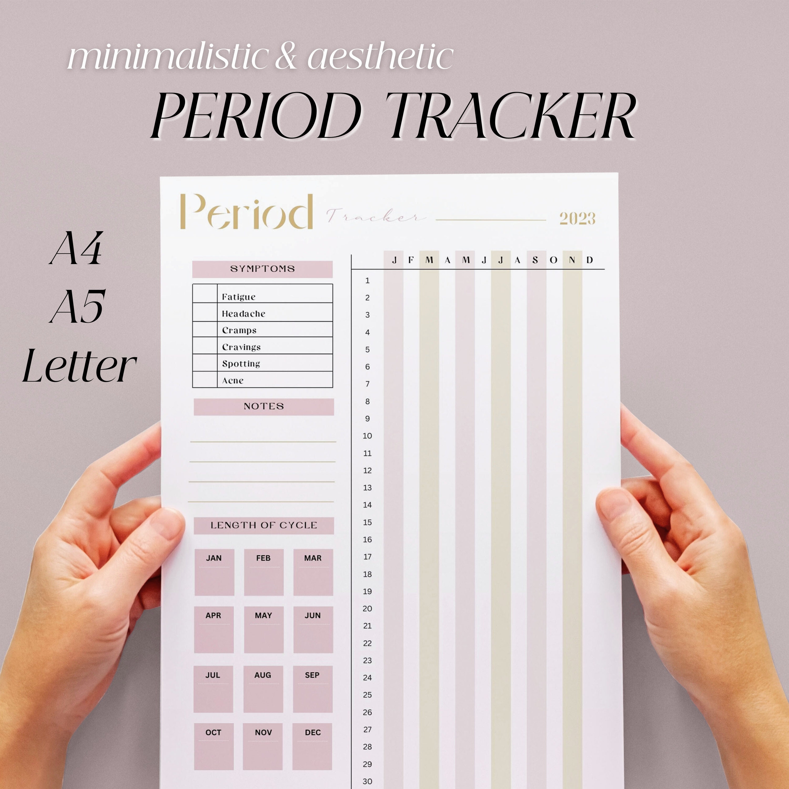 Minimalist Period Journal Printable Aesthetic Cycle Tracker - Etsy