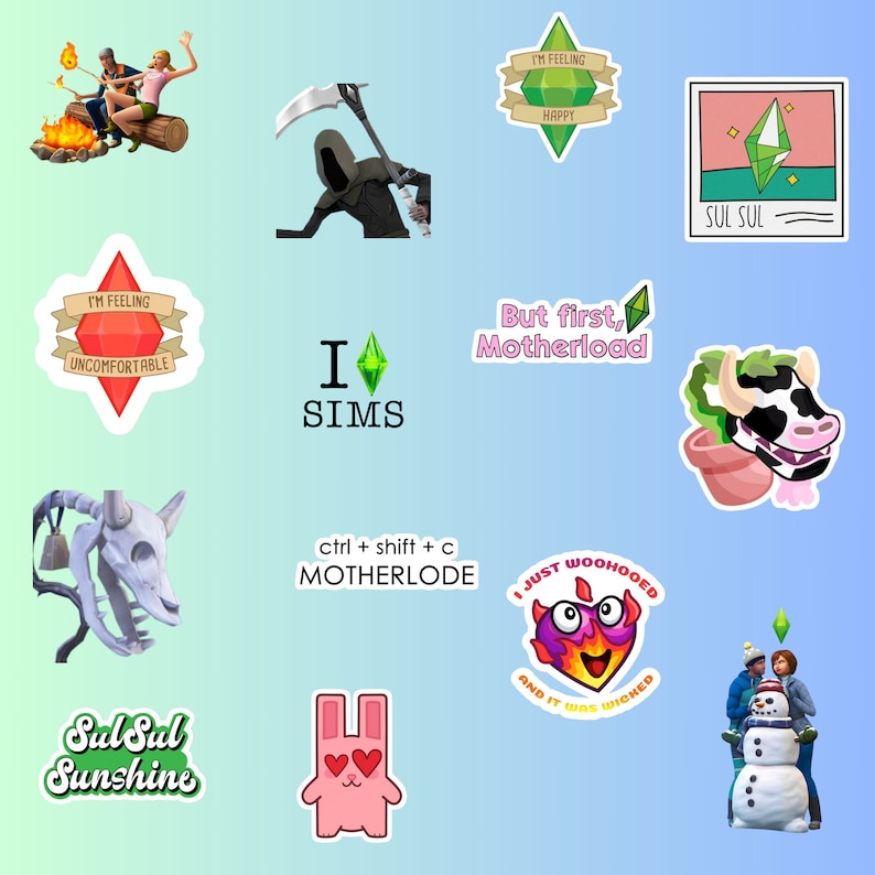 The Sims 4 Sticker Pack: Plumbob Game Stickers (PNG Digital Download ...