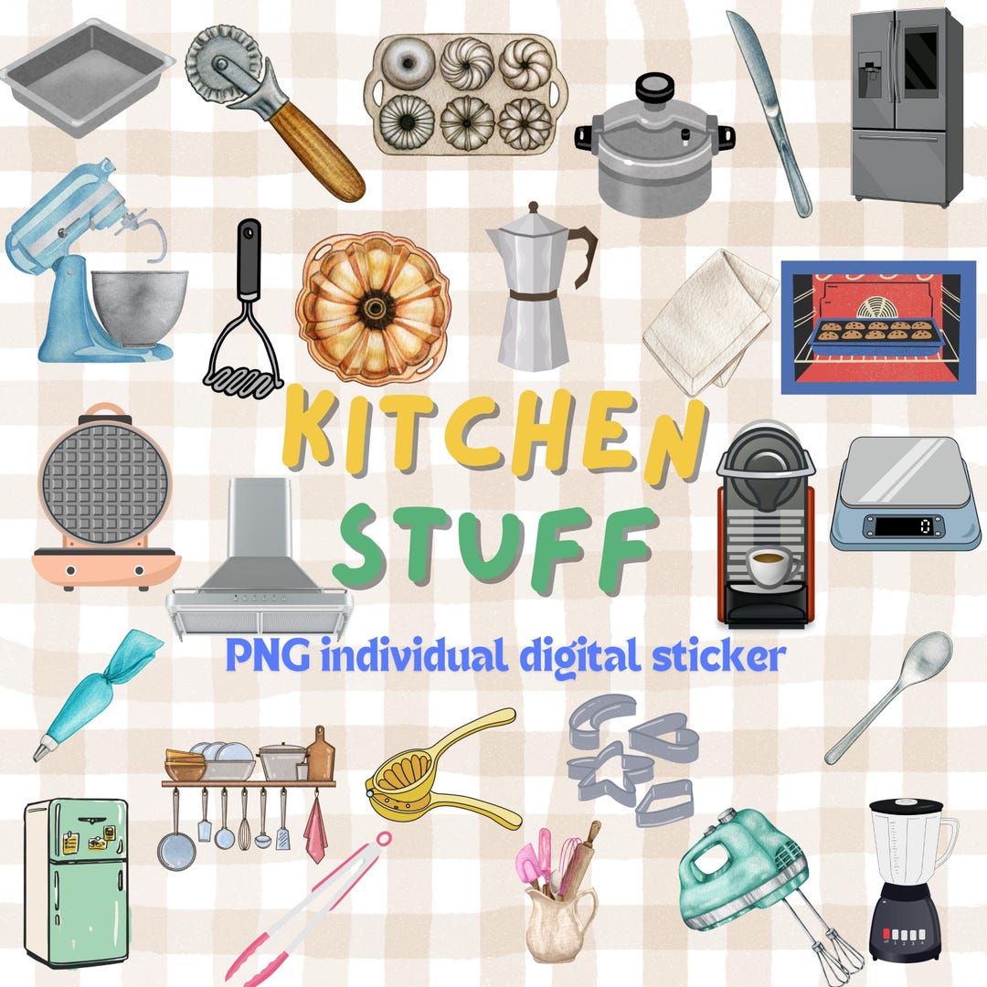 Kitchen Stuff Digital Sticker Kitchen Utensil Cooking Stickers Digital ...