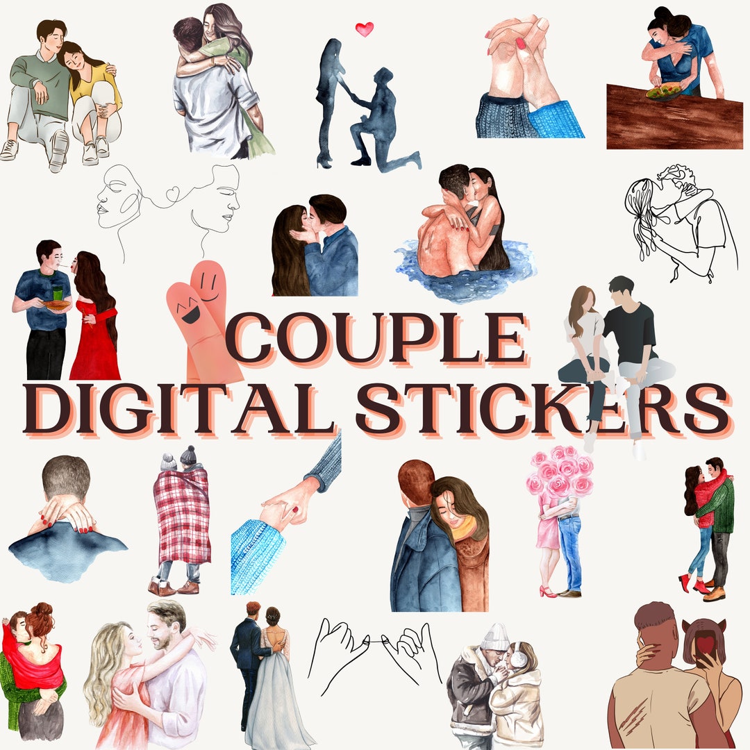 Romantic Couple Stickers: Digital Planner PNG Stickers (individual) - Etsy
