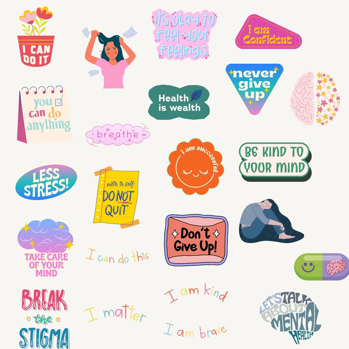 Depression and Stress Sticker Digital Planner Sticker Anxiety Stickers ...
