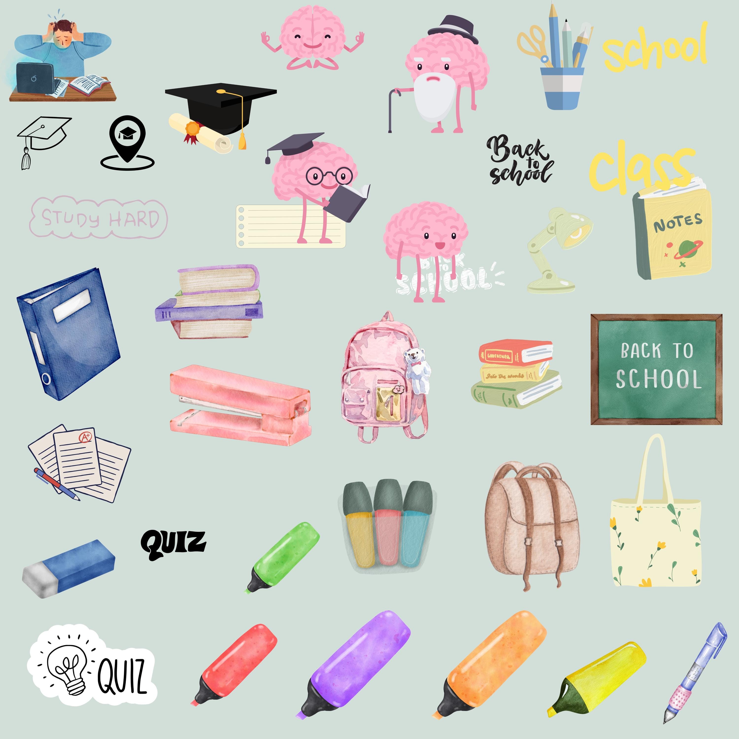 Back to School Sticker Individual PNG Digital Planner Stickers Student ...