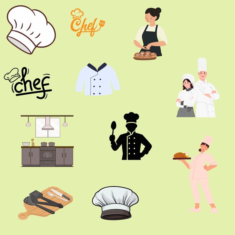Chef Stickers | Cooking, Food PNG Digital Planner Stickers (individual ...