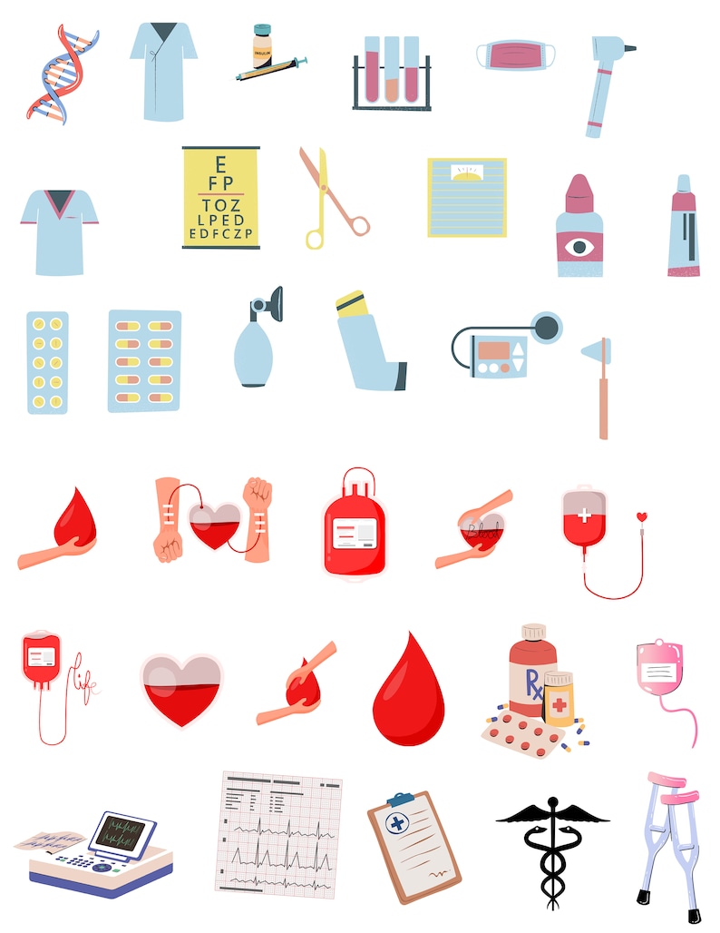 Medical Stickers: Healthcare Nurse Digital Planner Stickers (PNG Zip ...