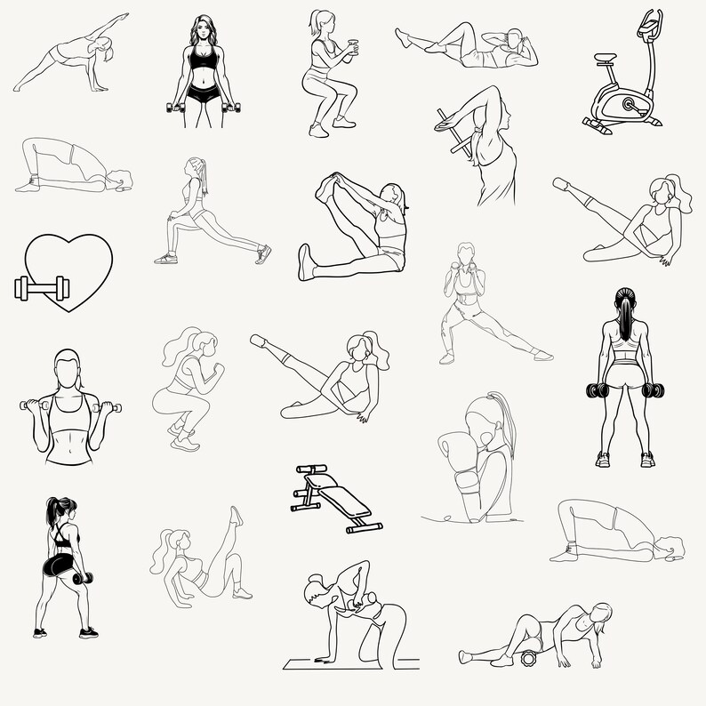 Fitness Stickers: Gym Exercise Movements for Digital Planners (PNG) - Etsy