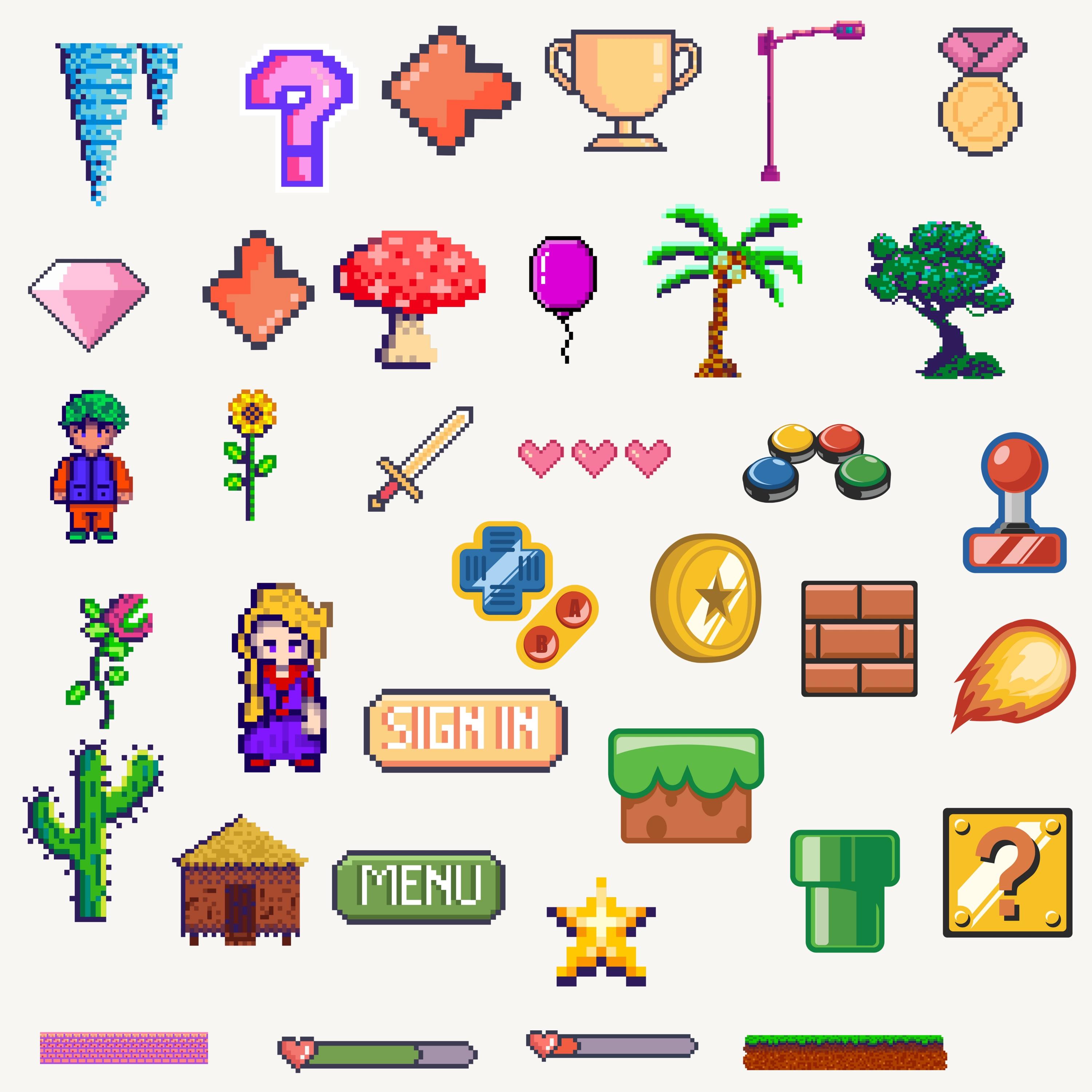 Retro Game Pixel Stickers: Digital Planner, Goodnotes, Notability (PNG ...