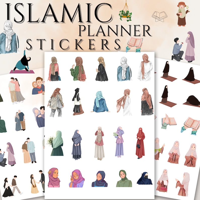 Islamic Girl Stickers: Muslim Hijab Digital Stickers (PNG Files) - Etsy