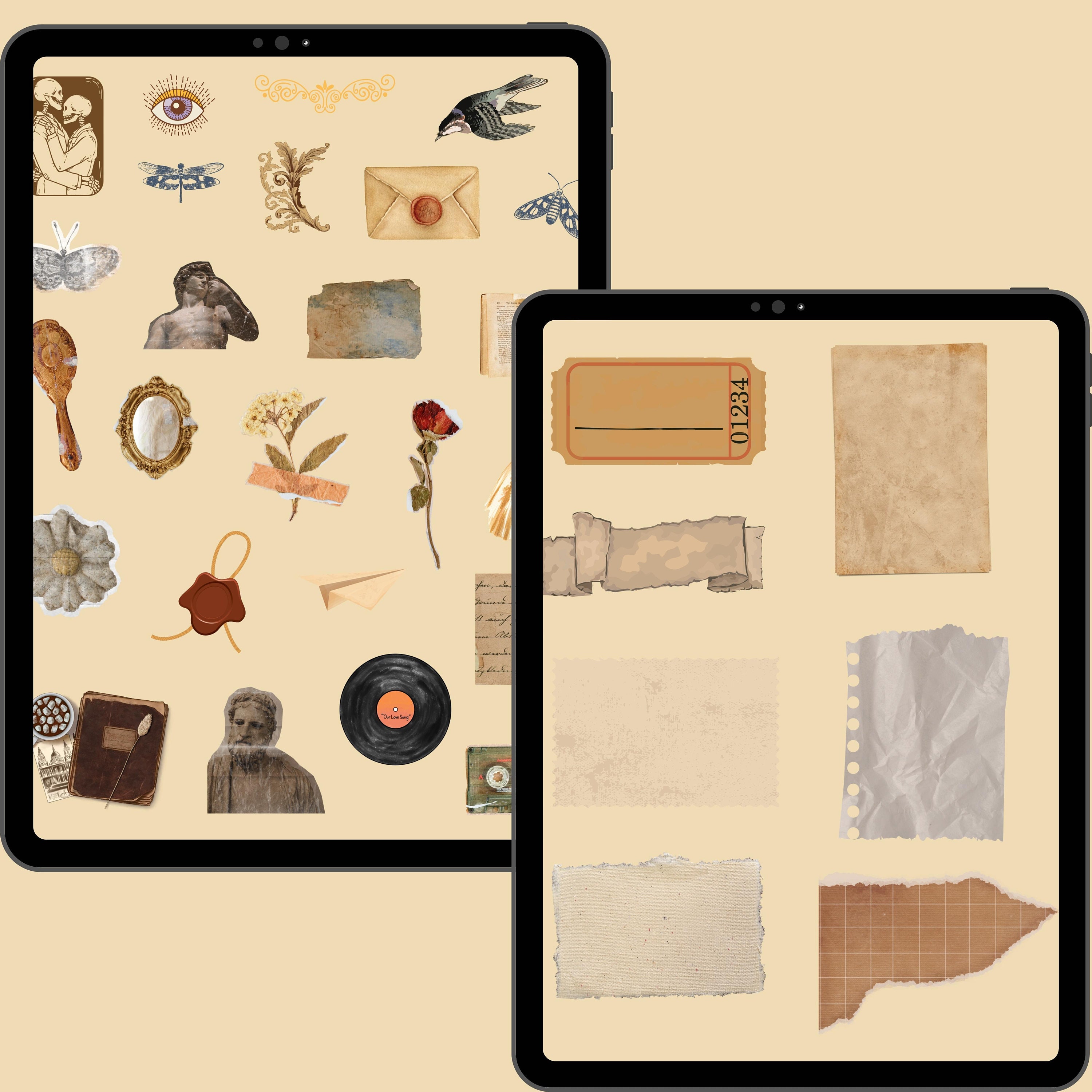 Dark Academia Mood Board Digital Sticker Set Goodnotes Stickers Planner ...