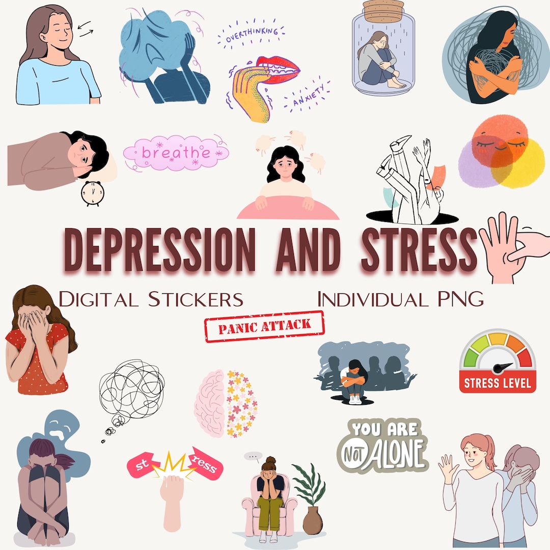 Depression and Stress Sticker Digital Planner Sticker Anxiety Stickers ...
