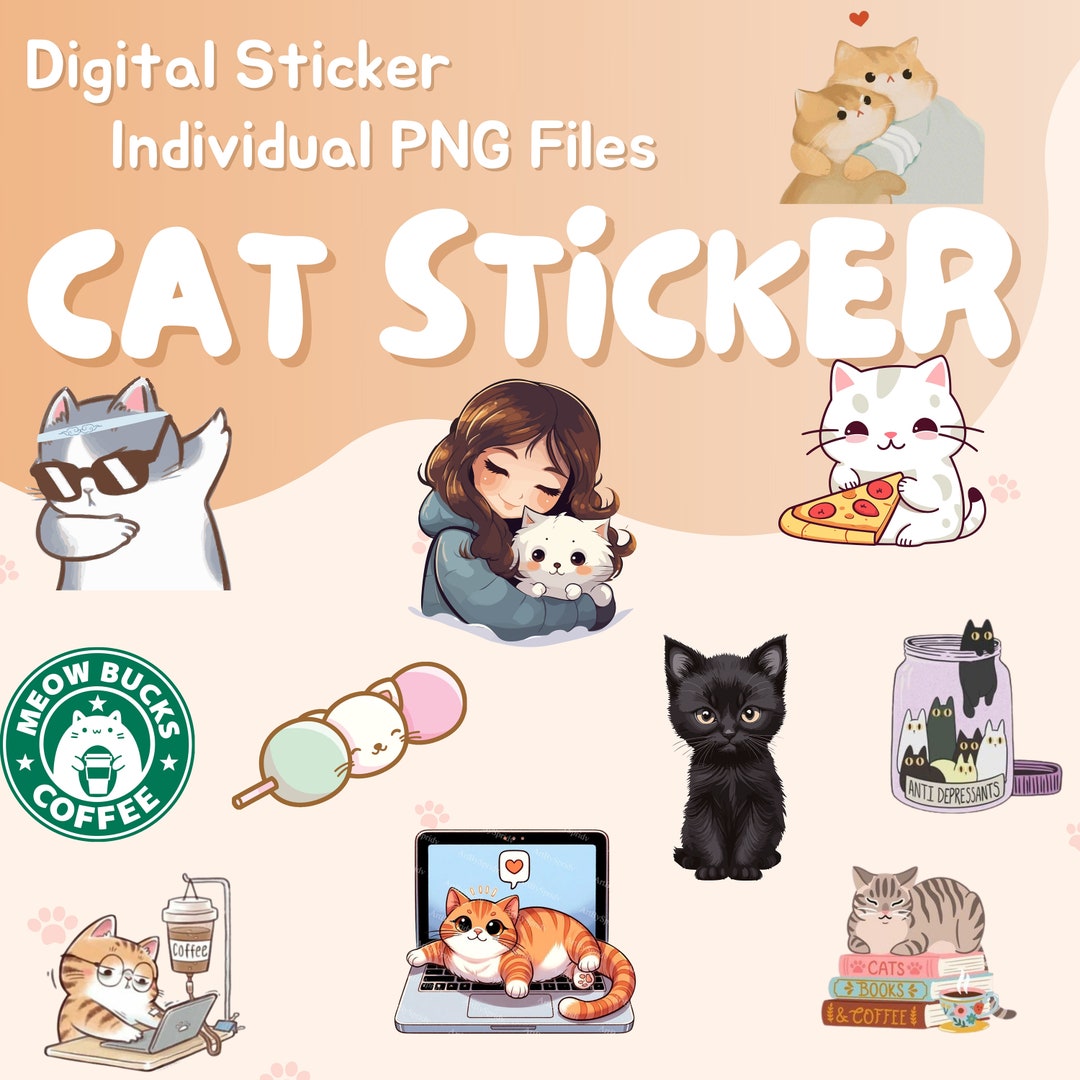 35 Cat Digital Stickers Instant Download Planner Kitten Digital Planner ...