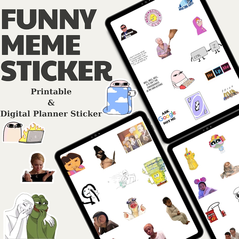 Meme Stickers Printable Sticker Digital Planner Stickers Mood Stickers ...