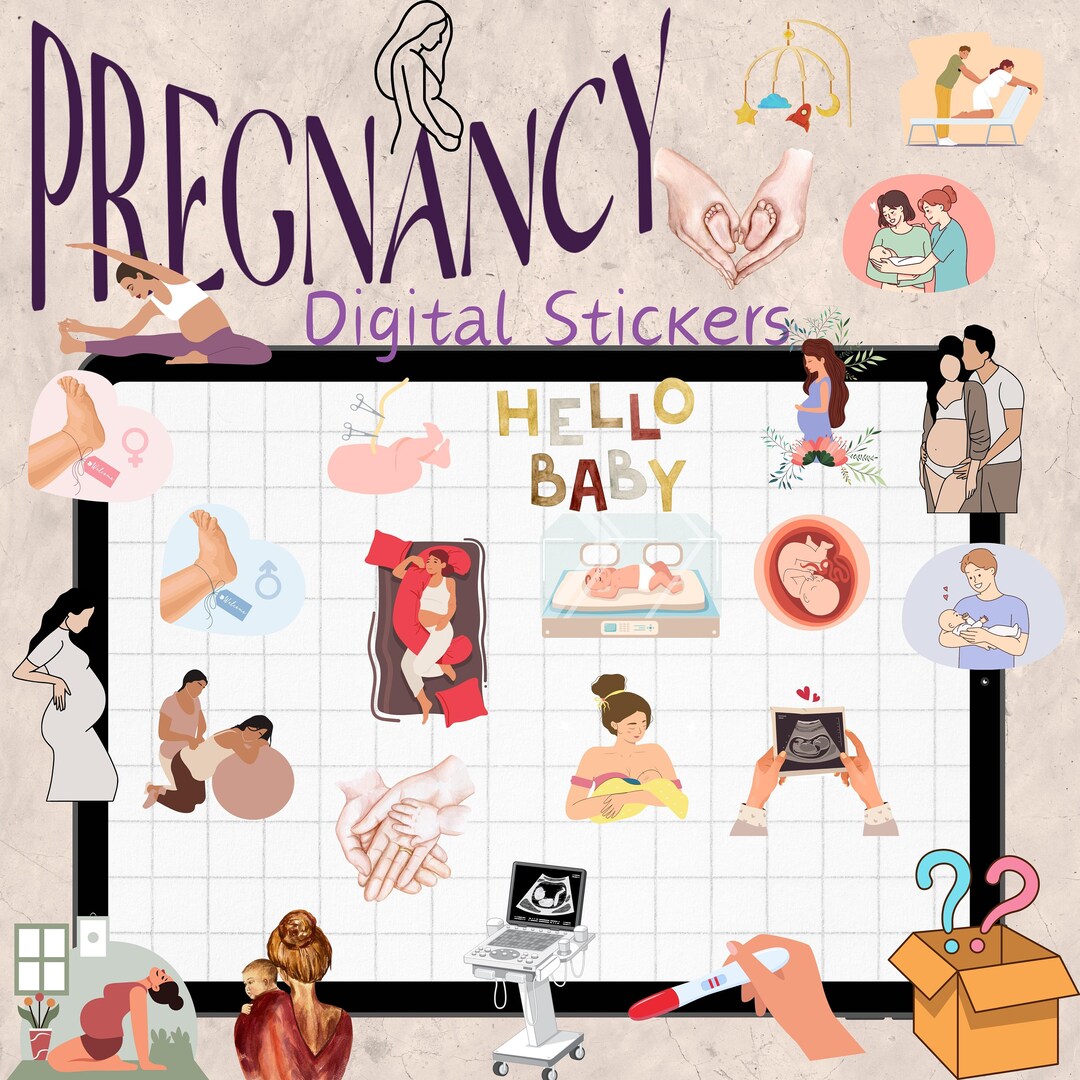 Pregnancy Digital Sticker Pack: Funny New Mom Planner Stickers (PNG) - Etsy