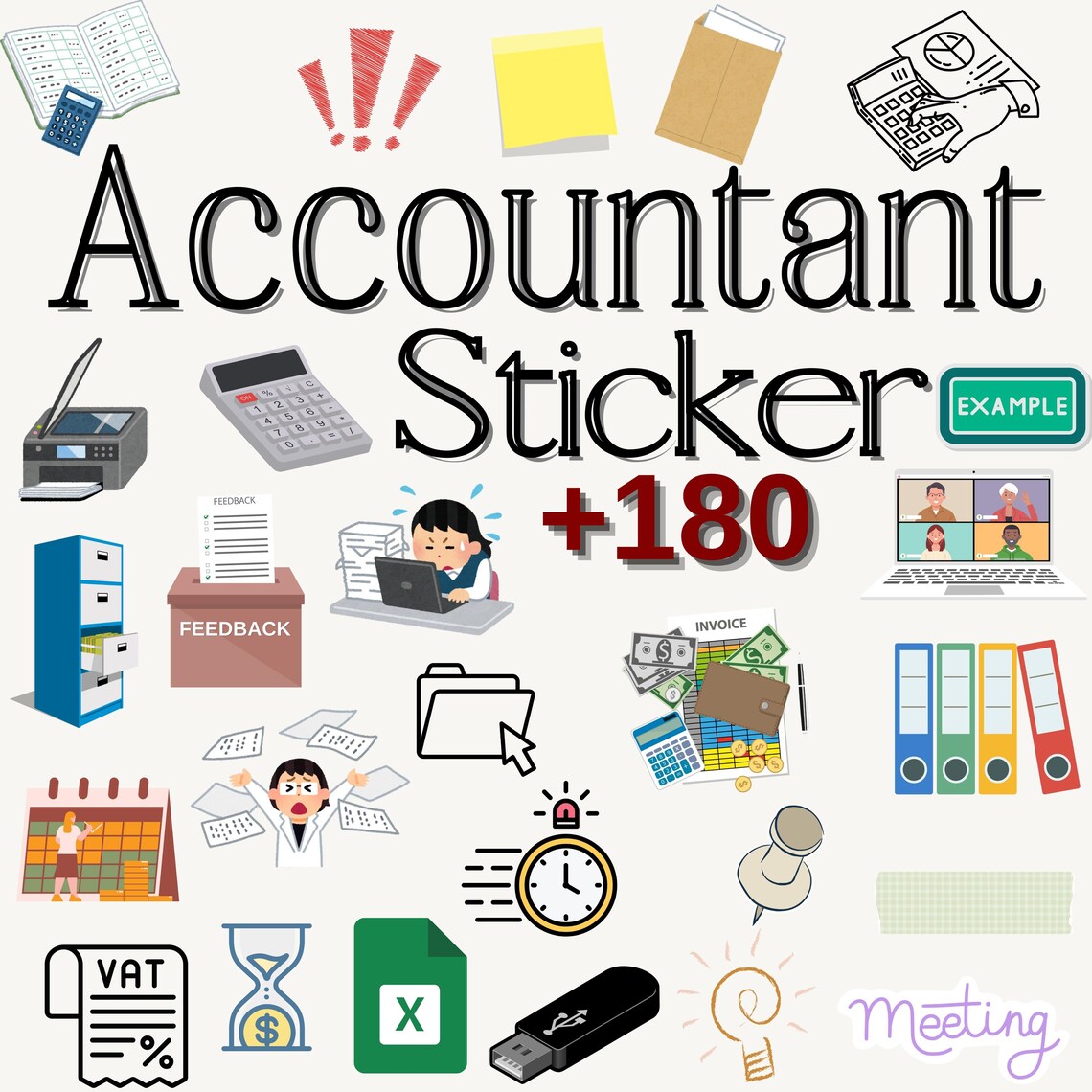 Accounting Finance Label Set | 180+ Digital Planner PNG Icons | Tax ...