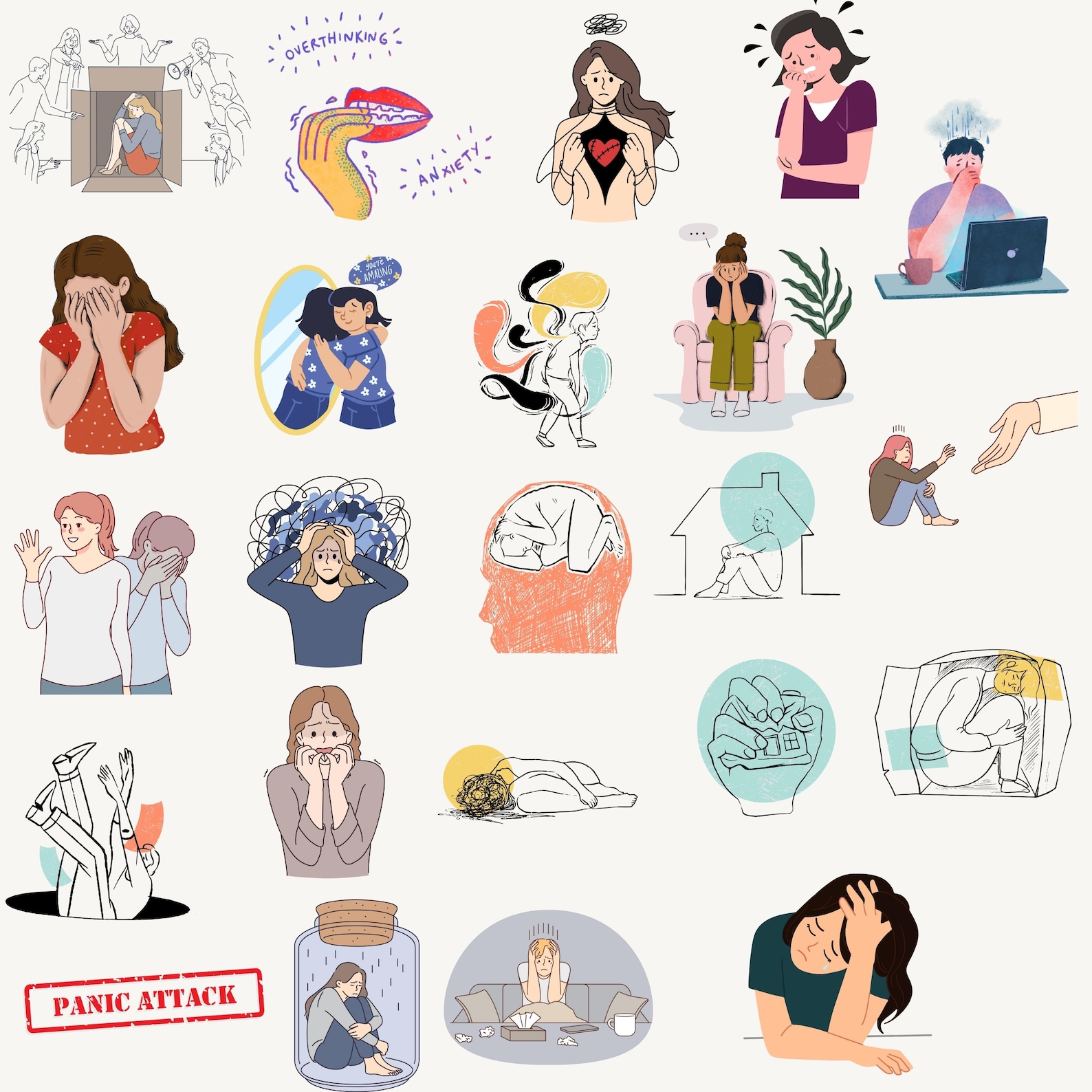 Depression and Stress Sticker Digital Planner Sticker Anxiety Stickers ...