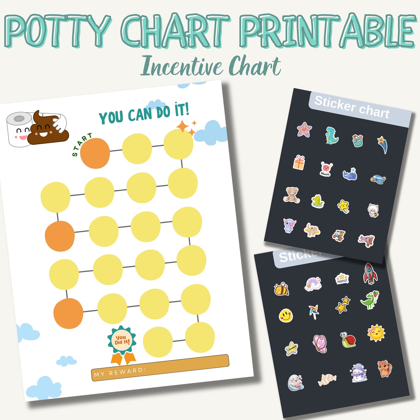 Poo Potty Chart Printable Potty Chart for Kids Incentive Chart Reward ...
