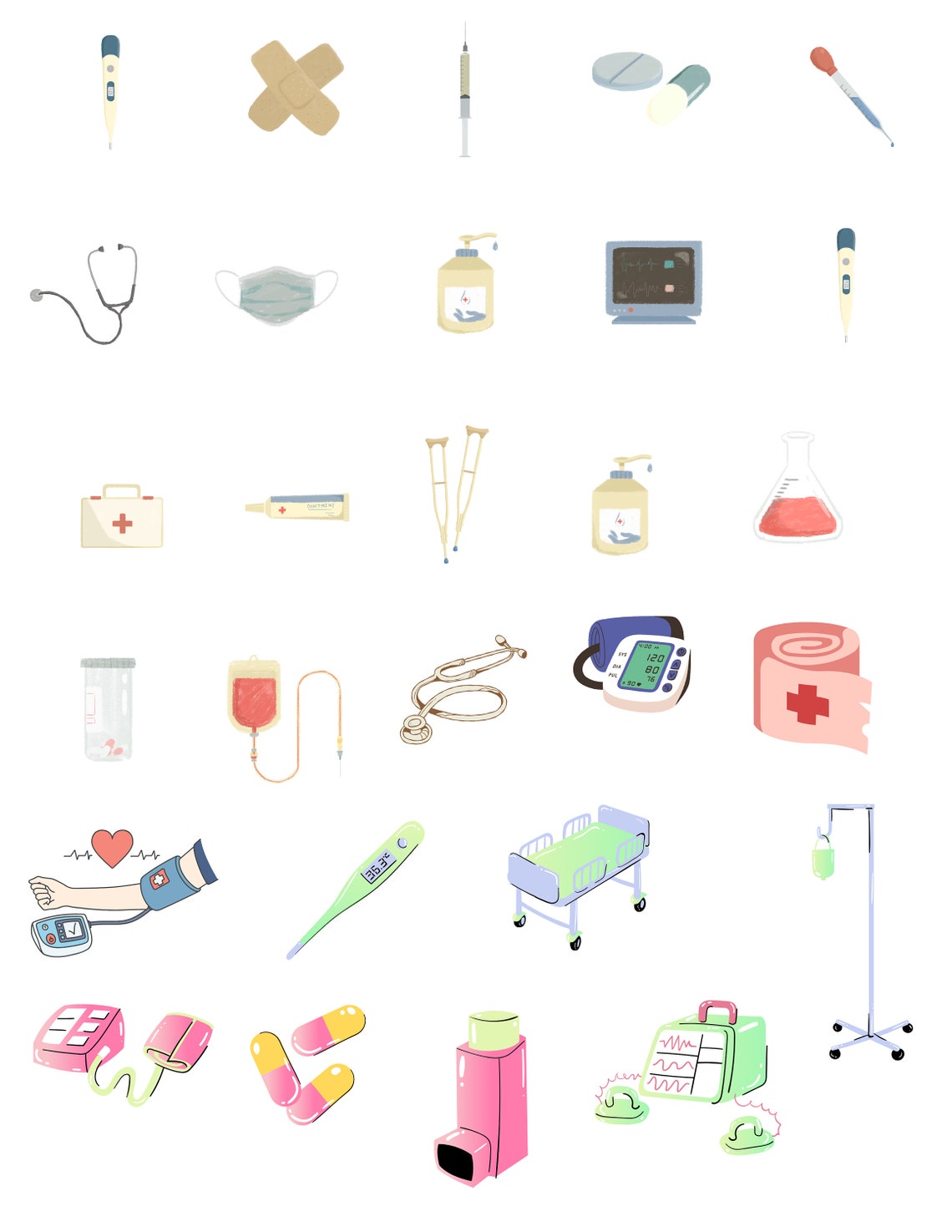 Medical Stickers: Healthcare Nurse Digital Planner Stickers (PNG Zip ...